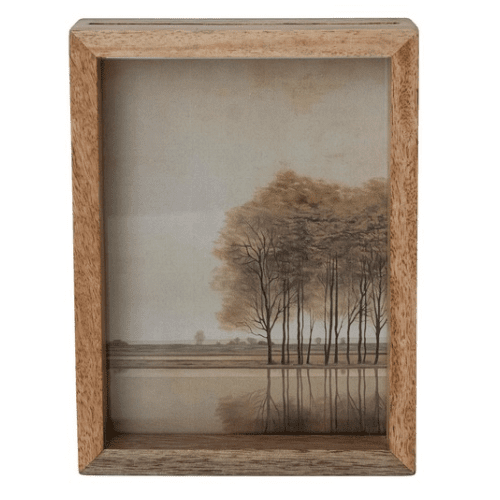 Mango Wood & Glass Floating Two-Sided Photo Frame, Natural – Market 12